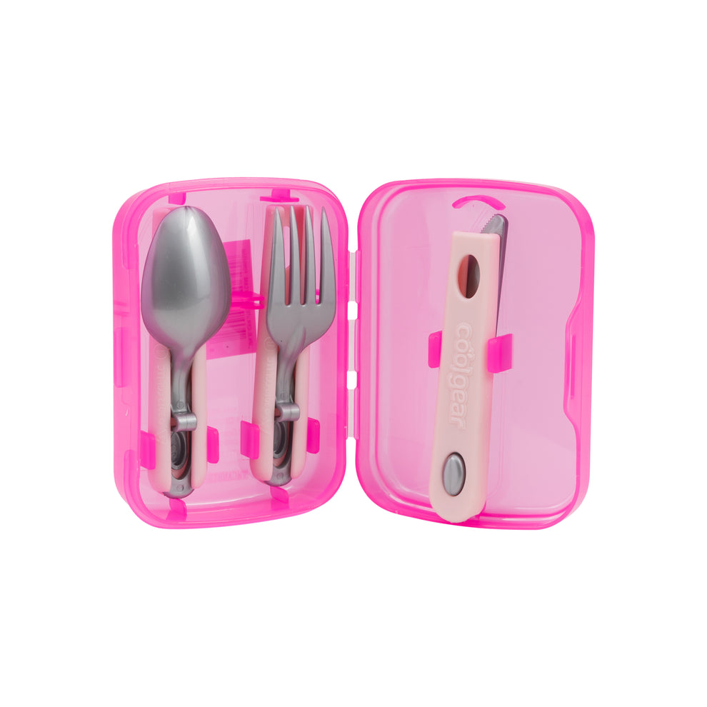 Cool Gear 3-Pack Travel Reusable Utensil Set with Slider Carry Case
